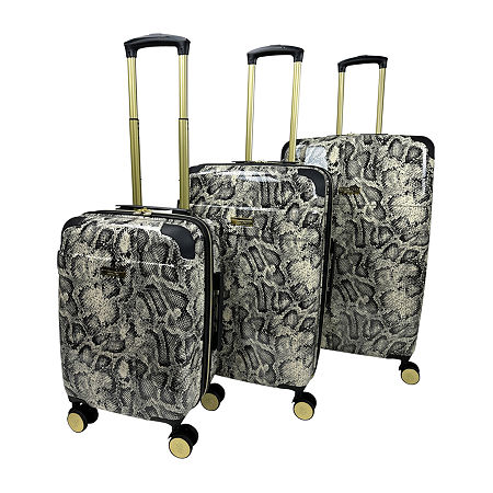 Jenni Chan Python 3-Piece Hardside Spinner Set - Gray
