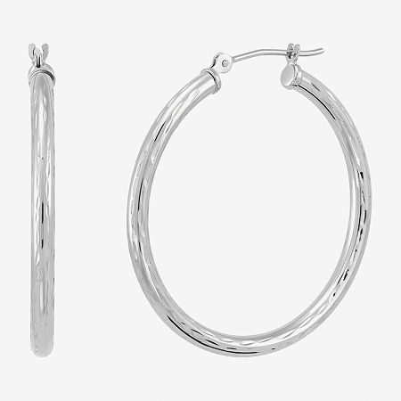 Click here for Womens 10K White Gold 30mm Round Hoop Earrings  On... prices