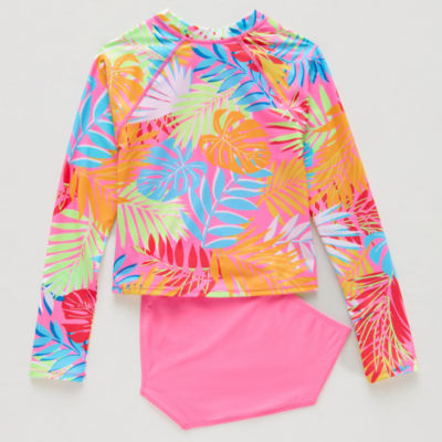 Thereabouts Little & Big Kid Girls Floral Rash Guard Set, Color: Multi ...