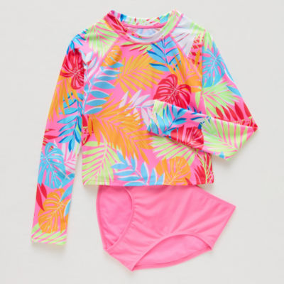 Thereabouts Little & Big Kid Girls Floral Rash Guard Set, Color: Multi ...