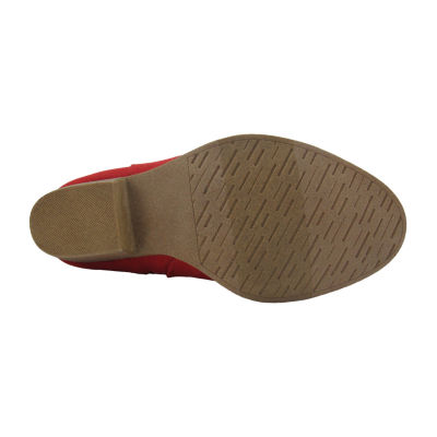 Pop Little & Big Girls Dolen Stacked Heel Booties, Color: Red Suedelike ...