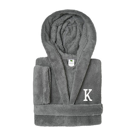 Linum Home Bookman Personalized Kids Super Plush Hooded Bathrobe - Grey/White K