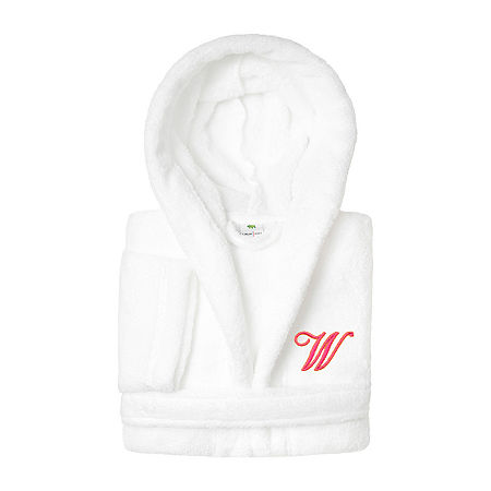 Linum Home Personalized Kids Super Plush Hooded Bathrobe - W White/Pink