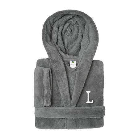 Linum Home Bookman Personalized Kids Super Plush Hooded Bathrobe - Grey/White L