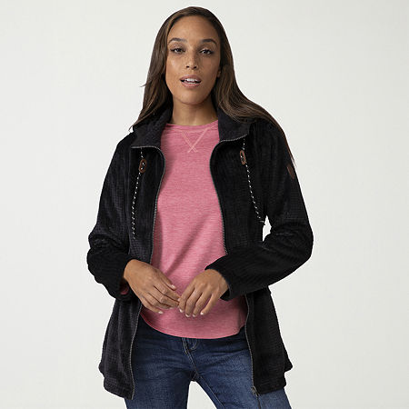 Free Country Womens Grid Butter Pile Anorak Jacket - Black