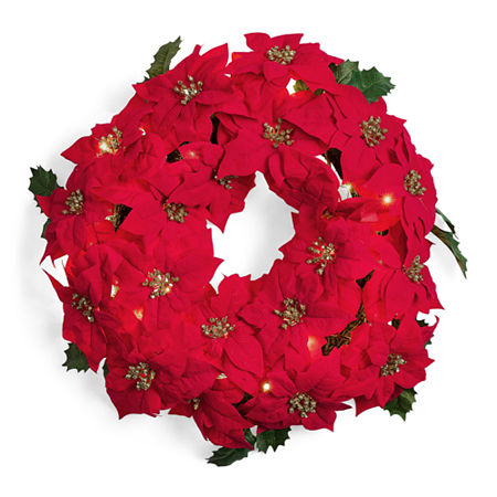 Click here for North Pole Trading Co. Red Poinsettia Wreath  One... prices