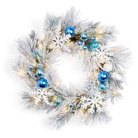 Click here for North Pole Trading Co. Flocked Snowflake Wreath  O... prices