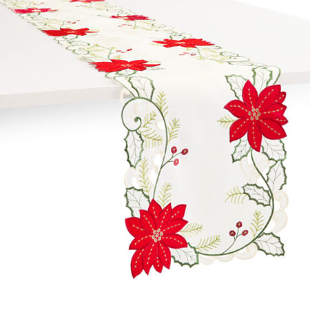 Click here for Homewear White Poinsietta Table Runner  One Size... prices