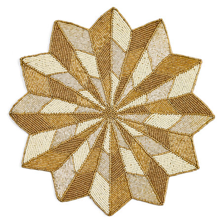 Click here for Homewear Gold Snowflake Beaded Placemat  One Size... prices