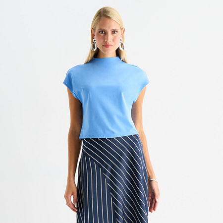 Click here for Worthington Womens Short Sleeve Mock Neck Top  Pet... prices