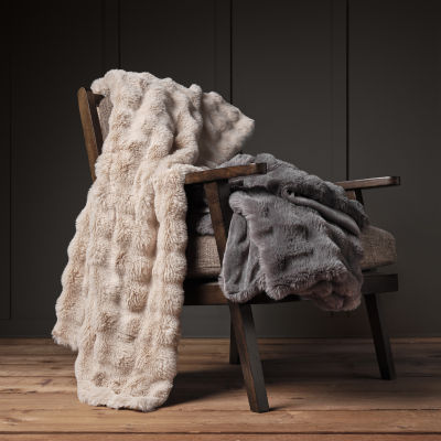 Linden Street Bubble Faux Fur Throw, Color: Chalk Beige - JCPenney