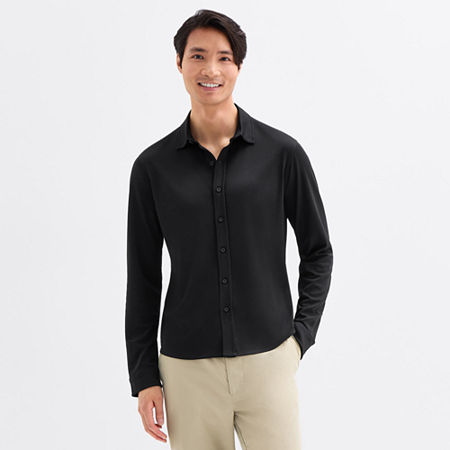 Click here for Stylus Mens Long Sleeve Knit Button-Down Shirt  La... prices