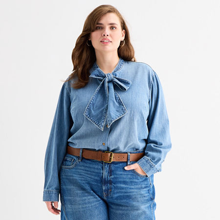Click here for a.n.a Womens Plus Long Sleeve Blouse  5x  Blue prices