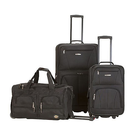 Rockland 3-Pc. Softside Luggage Set - Black