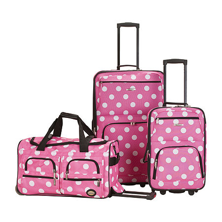 Rockland 3-Pc. Softside Luggage Set - Pink Dots