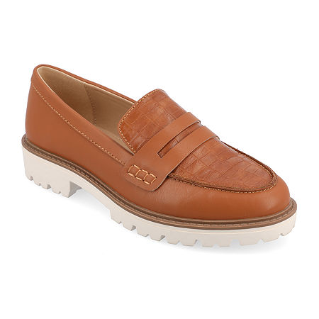 Journee Collection Womens Kenly Slip-On Loafers - Tan Croco