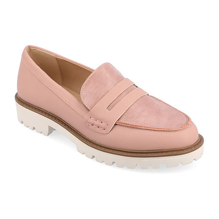 Journee Collection Womens Kenly Slip-On Loafers - Blush Croco