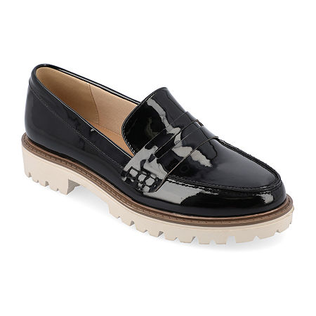 Journee Collection Womens Kenly Slip-On Loafers - Black Patent