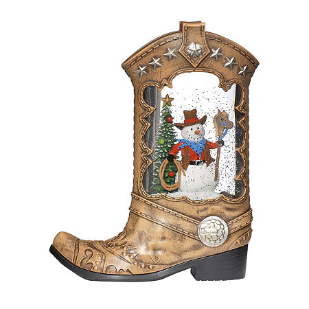 Click here for Roman 10.2in Lighted Swirl Boot Christmas Tabletop... prices