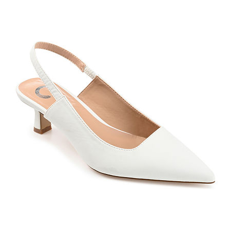 Journee Collection Womens Paulina Pointed Toe Slingback Pumps - White