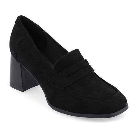 Journee Collection Womens Malleah Heeled Loafers - Black