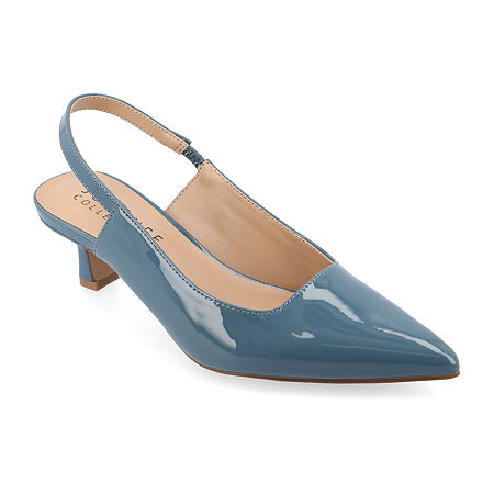 Journee Collection Womens Paulina Pointed Toe Slingback Pumps - Blue Patent