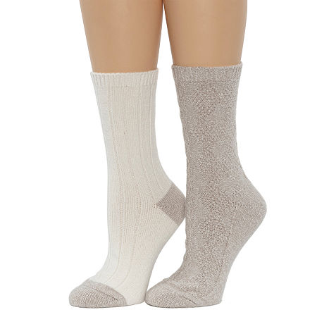 Click here for Cuddl Duds Womens 2 Pair Crew Socks  9-11  Beige prices