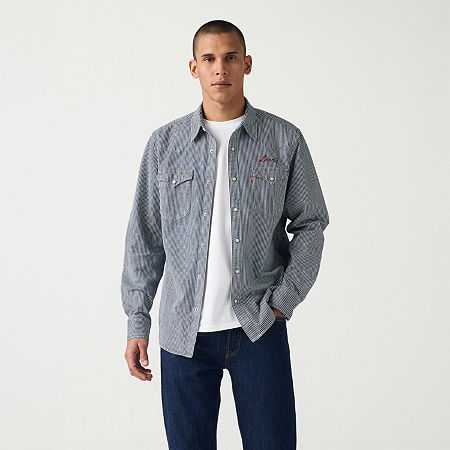 Click here for Levis Mens Long Sleeve Western Shirt  Medium  Blue prices