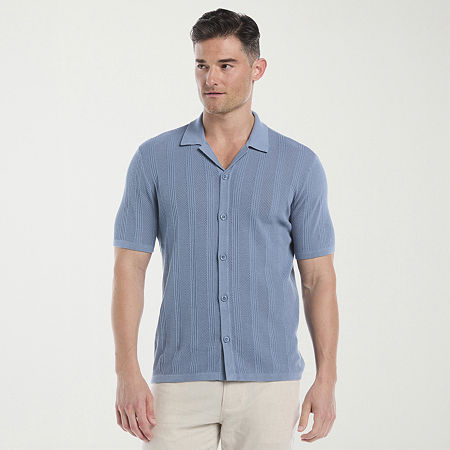 Click here for Cubavera Mesh Stripe Mens Short Sleeve Button Card... prices