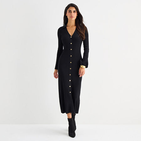 Click here for Maia Womens Long Sleeve Sweater Dress  Large  Blac... prices