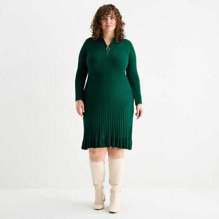 Click here for Robbie Bee Womens Plus Long Sleeve Midi Sweater Dr... prices