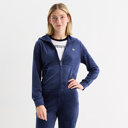 Juicy By Juicy Couture Womens Juniors Hooded Lightweight Track Jacket  X-large  Blue