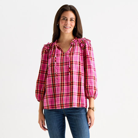 Click here for St. Johns Bay Womens V Neck 3/4 Sleeve Blouse  X-l... prices