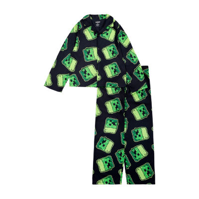Big Kid Boys Minecraft Long Sleeve 2-pc. Pajama Sets, Color: Black ...