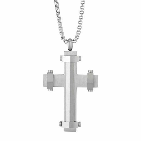 Click here for Mens Stainless Steel Cross 24 Inch Pendant Necklac... prices