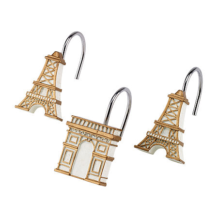 Avanti Paris Botanique Hand Painted Resin 12-Pc. Shower Curtain Hooks - Ivory