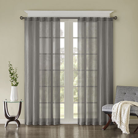 Madison Park Harper Solid Crushed Curtain Panel Pair  42W x 95L - Grey