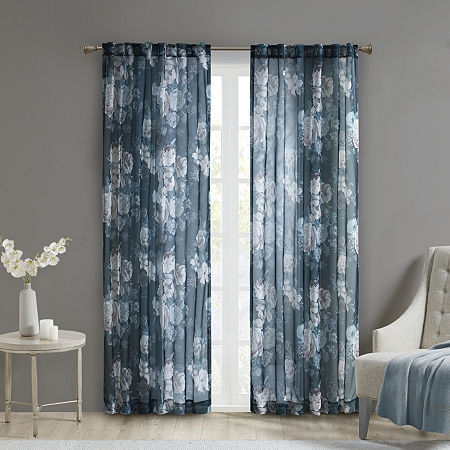 Click here for Madison Park Abelia Printed Floral Voile Rod Pocke... prices