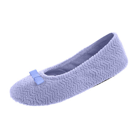 Isotoner Signature Womens Chevron Micro Terry Ballerina Slipper - Periwinkle
