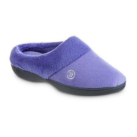Isotoner Signature Womens Micro Terry Sport Hoodback Slippers - Deep Periwinkle