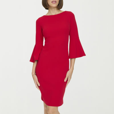 Marc New York Womens 3/4 Sleeve Sheath Dress, Color: Red - JCPenney