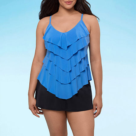 Click here for Trimshaper Rachel Tankini Swimsuit Top  16  Blue prices
