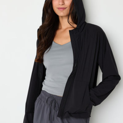 Xersion Womens FeatherLite Woven Lightweight Windbreaker, Color: Black ...