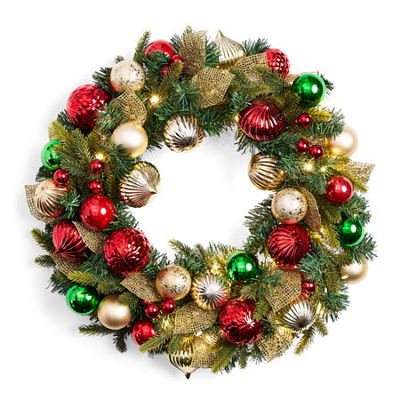 Click here for North Pole Trading Co. Red Green Ornament Wreath... prices