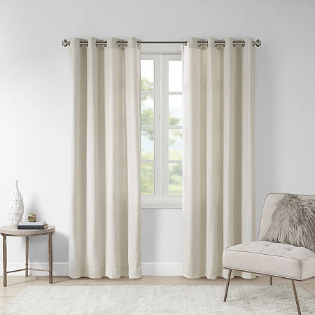 Englewood Solid Piece Dyed Curtain Single Panel For Bedroom  Antique Silver Grommet Top Fit Up To 1.25 Inches Rod Single Curtain Panel For Living Room