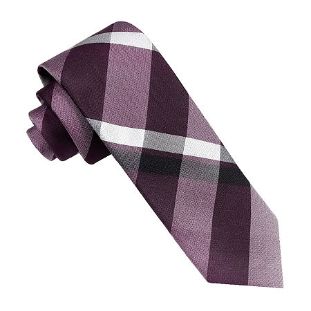 Click here for J. Ferrar Slim Plaid Tie  One Size  Red prices
