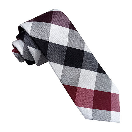 Click here for J. Ferrar Slim Plaid Tie  One Size  Red prices
