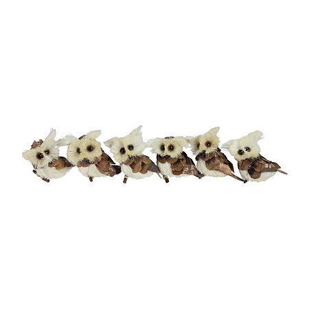 Northlight Pack of 6 Holiday Moments Brown and Tan Owl Christmas Ornaments 2.75 - Brown