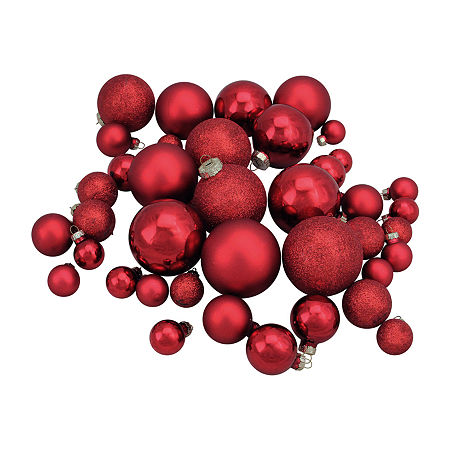 Northlight Red Glass Ball 40-pc. Christmas Ornament  One Size  Red