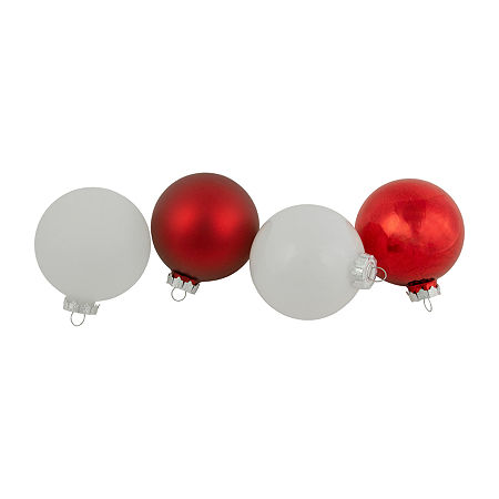 Northlight 3-Finish Glass Ball 96-pc. Christmas Ornament  One Size  Red